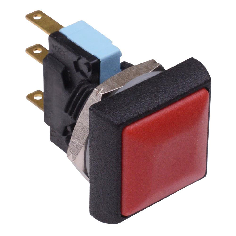 Red Square 16mm Momentary Push Button Switch SPDT 5A IP67