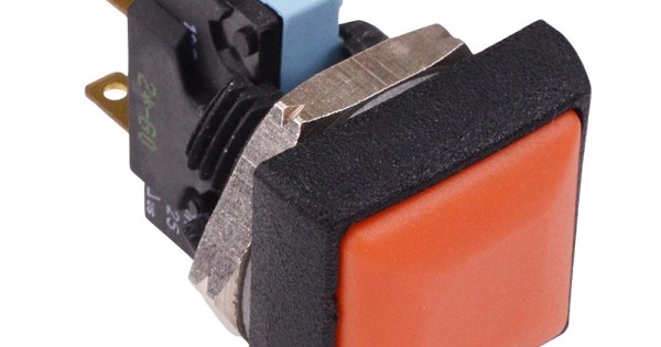 Orange Square 16mm Momentary Push Button Switch SPDT 5A IP67
