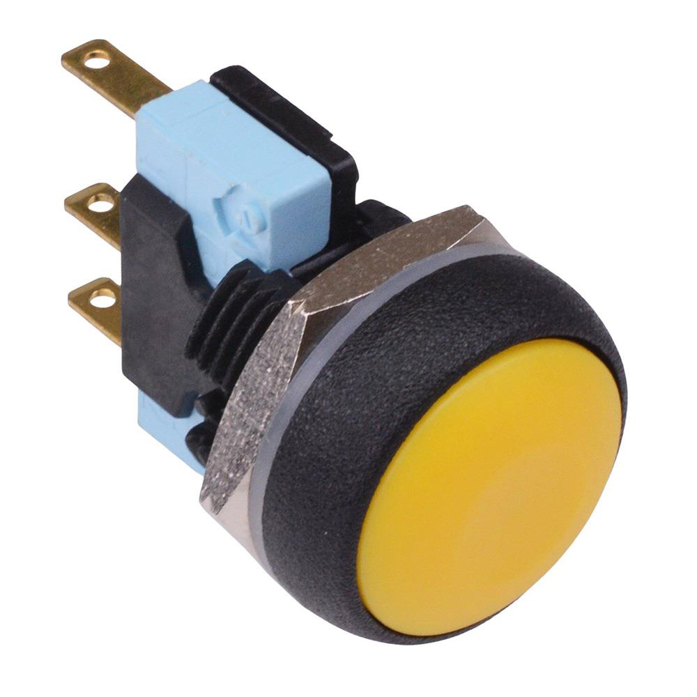 Yellow Round 16mm Momentary Push Button Switch SPDT 5A IP67