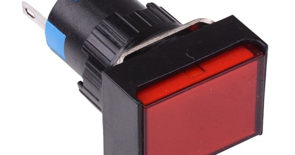 Red Rectangle Momentary 16mm Push Button Switch NO/NC 230V