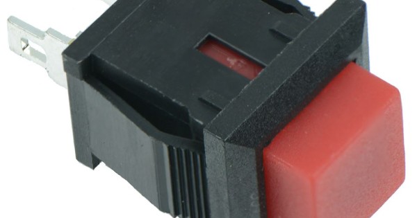 Red Square Momentary On-(Off) Push to Break Switch 1A SPST