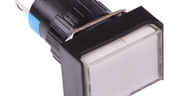 White Rectangle Momentary 16mm Push Button Switch NO/NC 12V