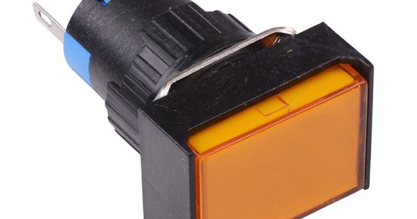 Yellow Rectangle Latching 16mm Push Button Switch NO/NC 12V