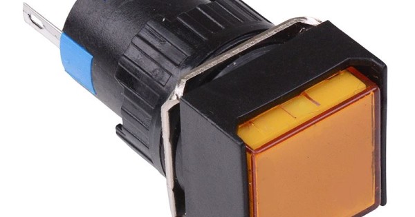 Yellow Square Momentary 16mm Push Button Switch NO/NC 230V