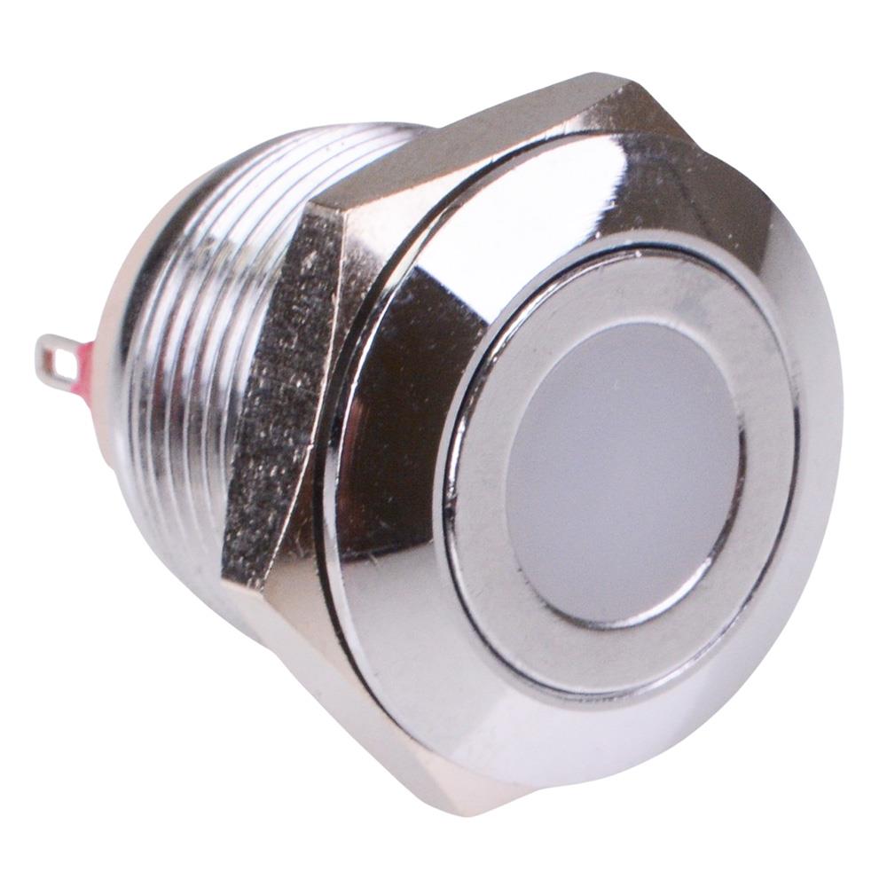 Red LED Off-(On) Momentary 19mm Push Button Switch SPST
