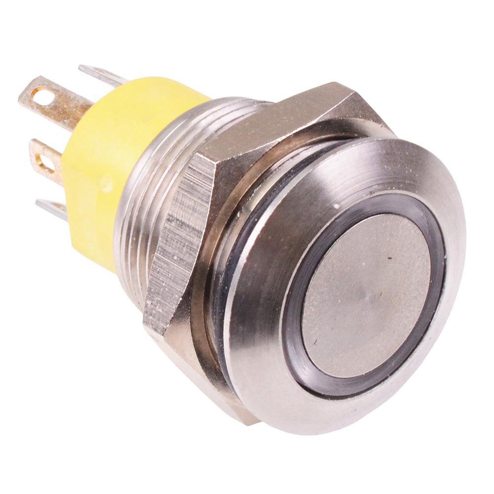 Yellow LED 19mm Momentary Anti Vandal Push Button Switch