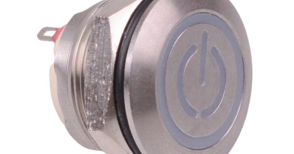 19mm White Power LED illuminated Vandal Push Button Switch