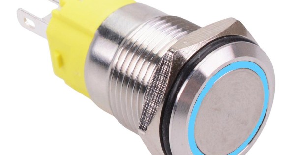 Blue LED 24V On-On Latching 16mm Vandal Push Button Switch SPDT