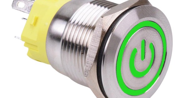 Green LED On-(On) Momentary 19mm Vandal Push Button Switch SPDT Power ...