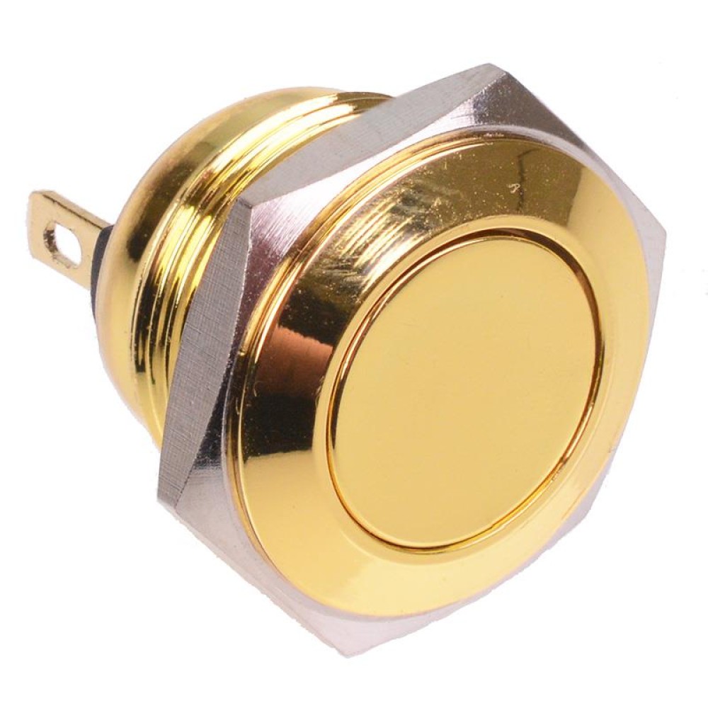 Off-(On) 16mm Gold Vandal Resistant Push Button Switch 2A SPST