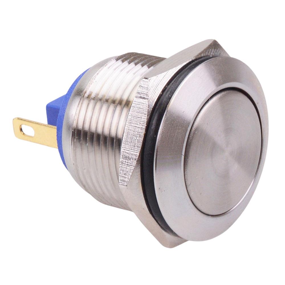 Off-(On) Momentary 19mm Stainless Steel Vandal Push Button Switch 2A SPST