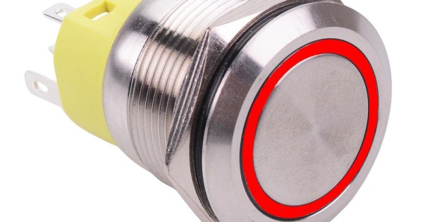 Red LED On-(On) Momentary 22mm Vandal Push Button Switch DPDT