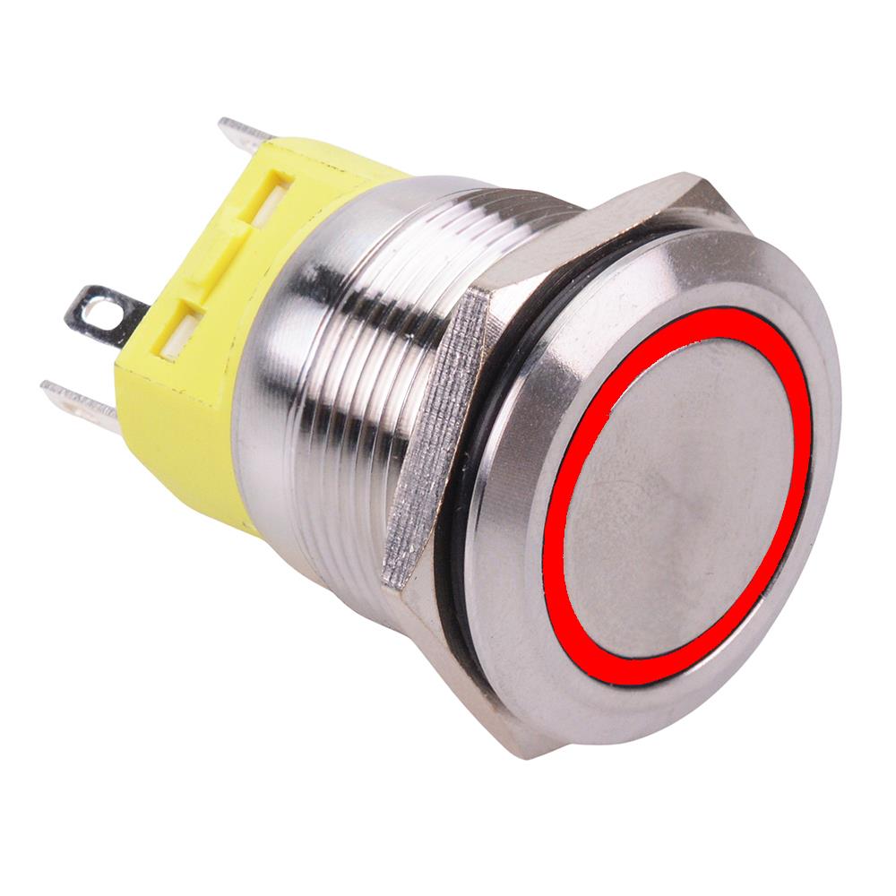 Red LED On-(On) Momentary 22mm Vandal Resistant Push Button Switch SPDT