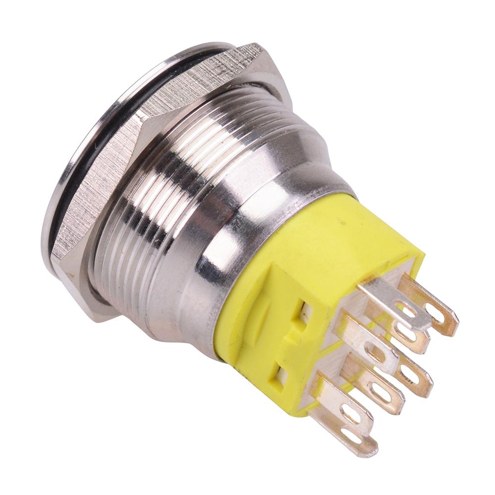 Red LED On-(On) Momentary 25mm Vandal Push Button Switch DPDT