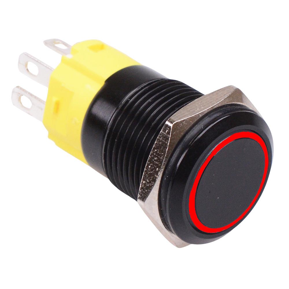 Black Latching Vandal Metal Push Button Switch 12V SPDT