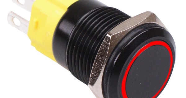 RGB 16mm Black Momentary Vandal Metal Push Button Switch 12V SPDT