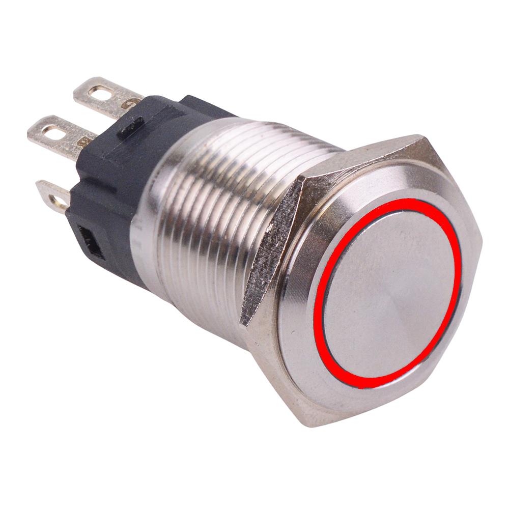 RGB Latching 16mm Vandal Resistant Push Button Switch 12V SPDT