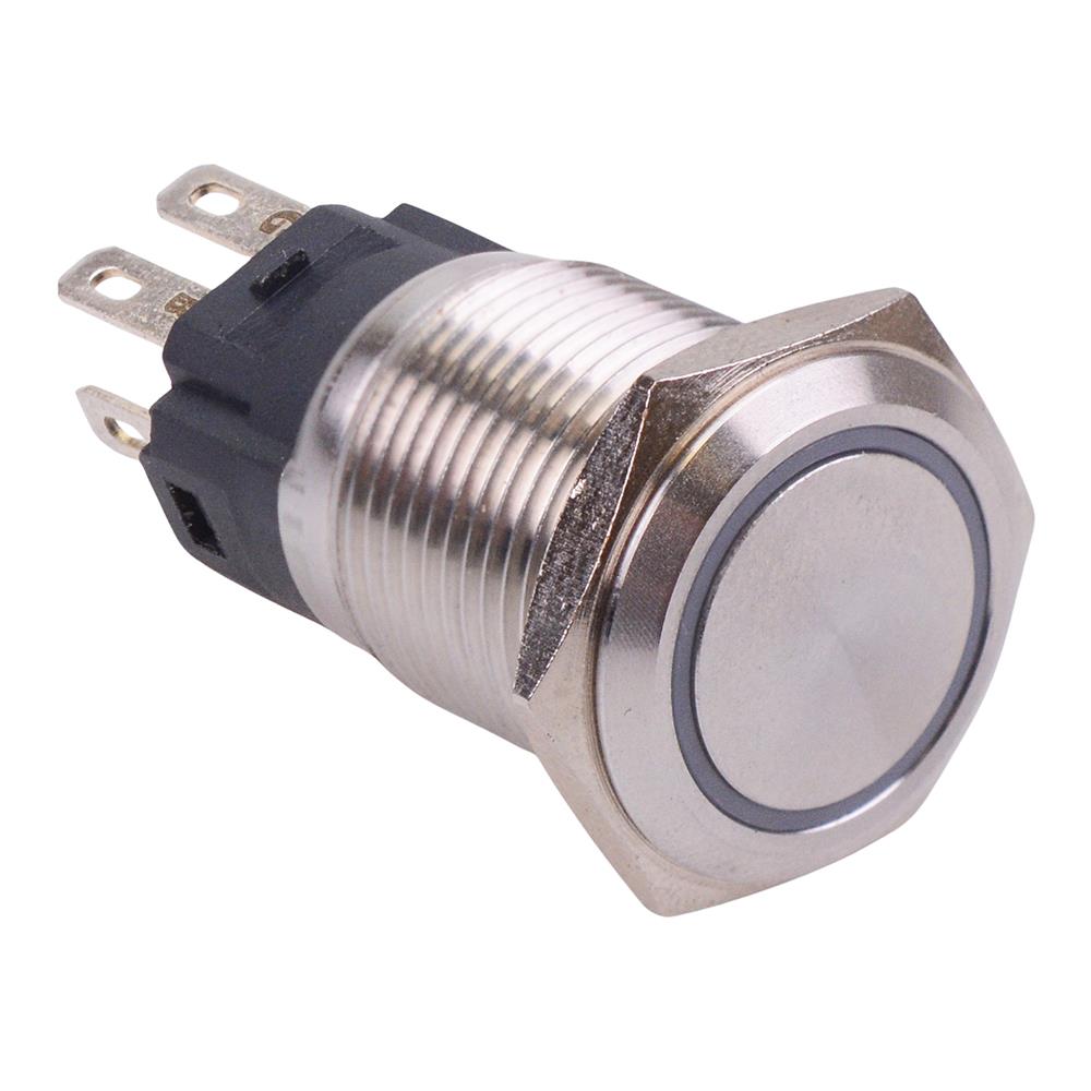 RGB Latching 16mm Vandal Resistant Push Button Switch 12V SPDT
