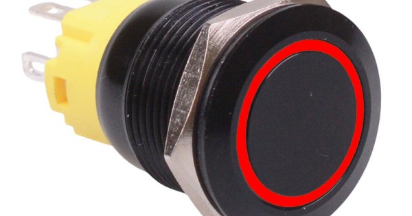 RGB Momentary 19mm Black Vandal Resistant Push Button Switch 12V SPDT