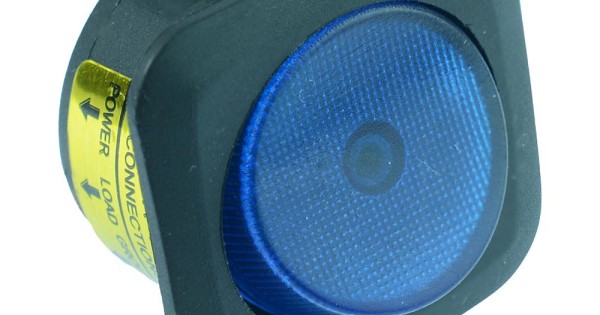 Blue illuminated Circular Rocker Switch SPST 12V