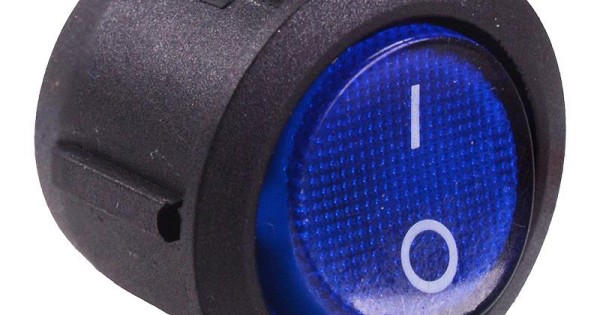 Blue On-Off illuminated Round Rocker Switch SPST 230V