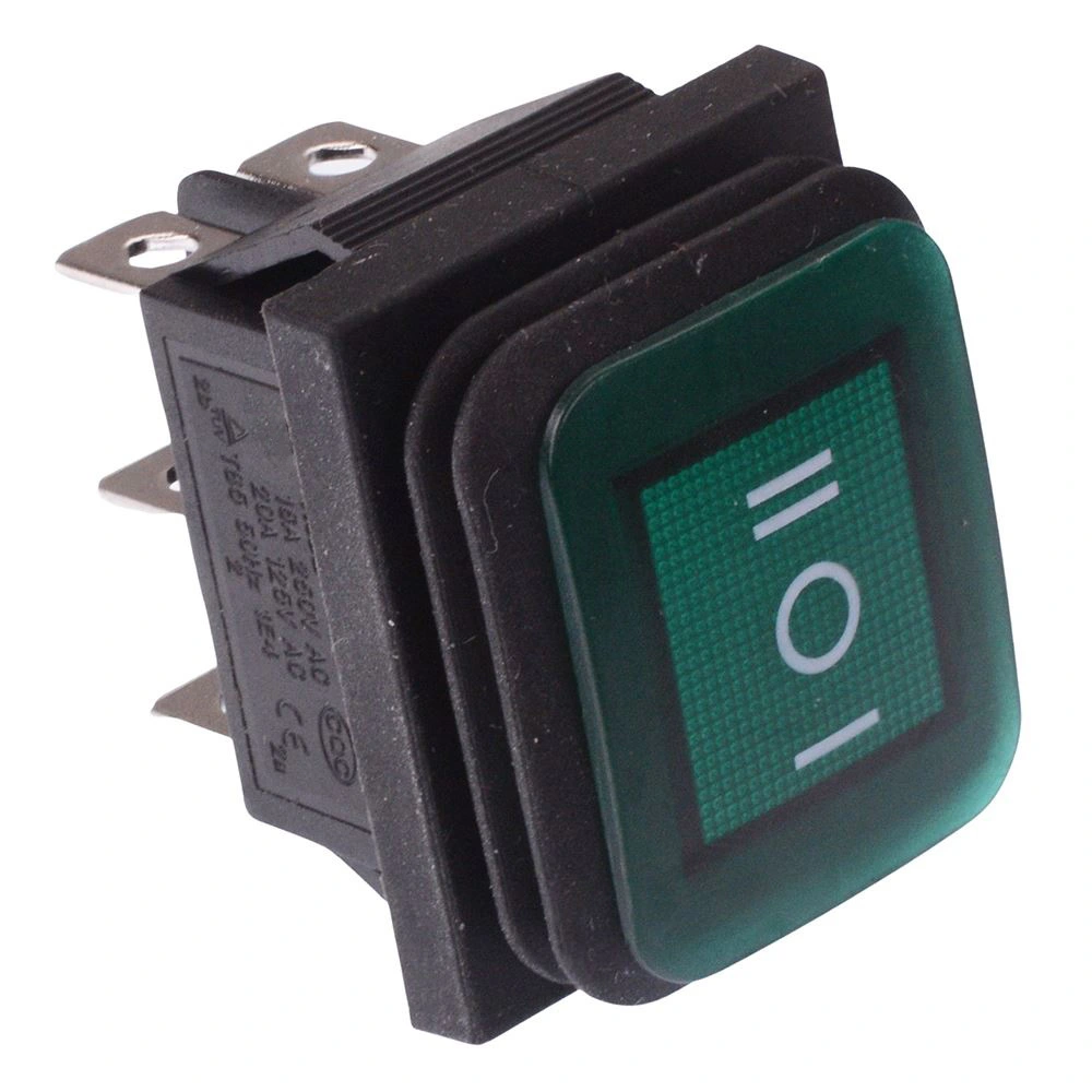 Illuminated On-Off-On Waterproof Rocker Switch 20A DPDT