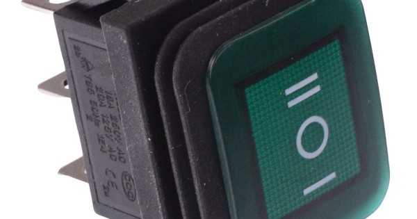 Illuminated On-Off-On Waterproof Rocker Switch 20A DPDT