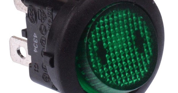 Green On-Off 110V illuminated Round Rocker Switch DPST 10A
