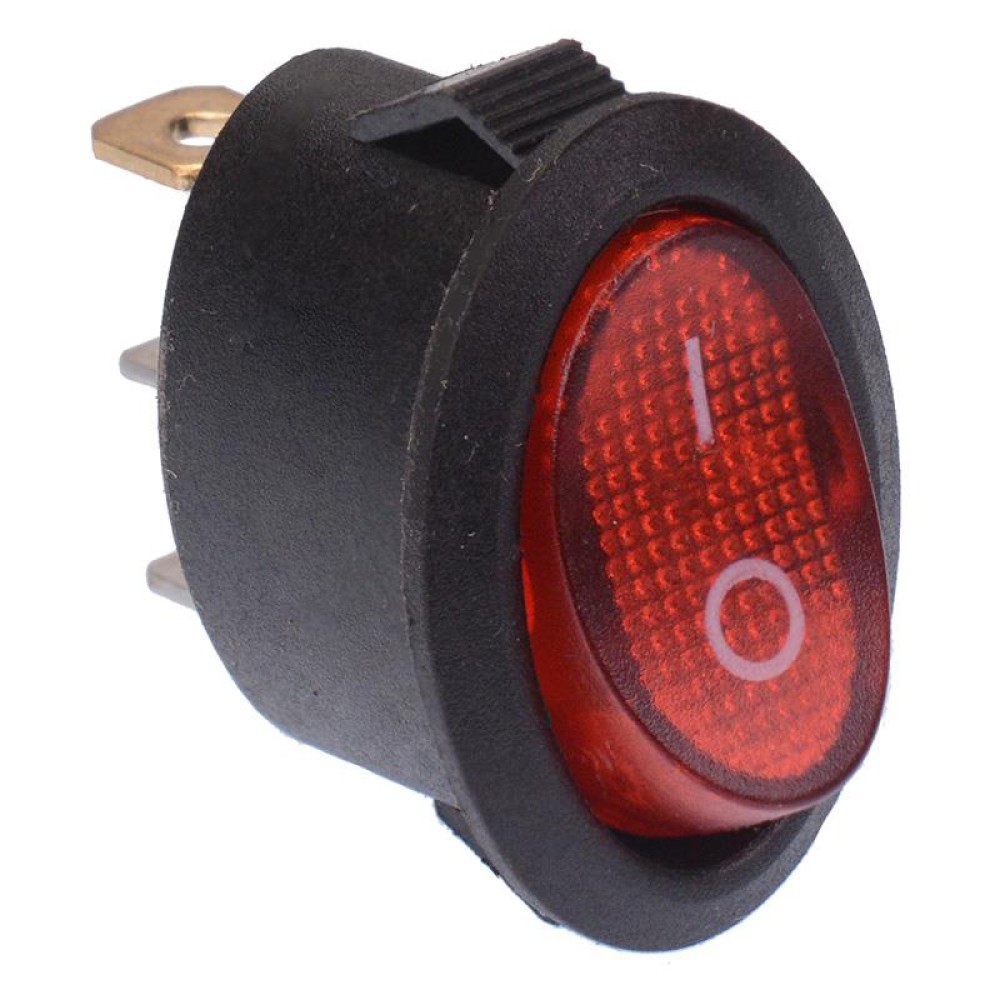 Red illuminated On-Off Oval Rocker Switch SPST 230V