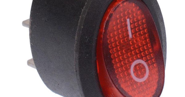 Red illuminated On-Off Oval Rocker Switch SPST 230V