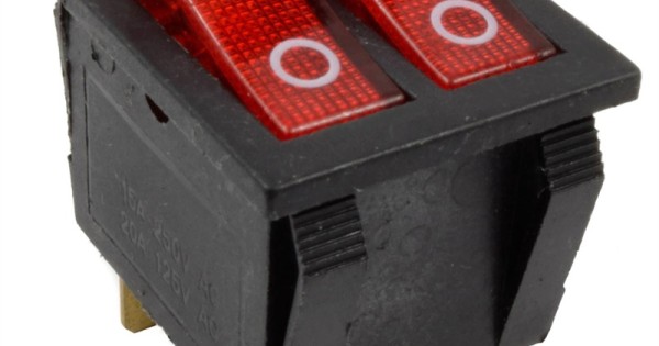 Red LED Dual On-Off Rectangle Rocker Switch 230V