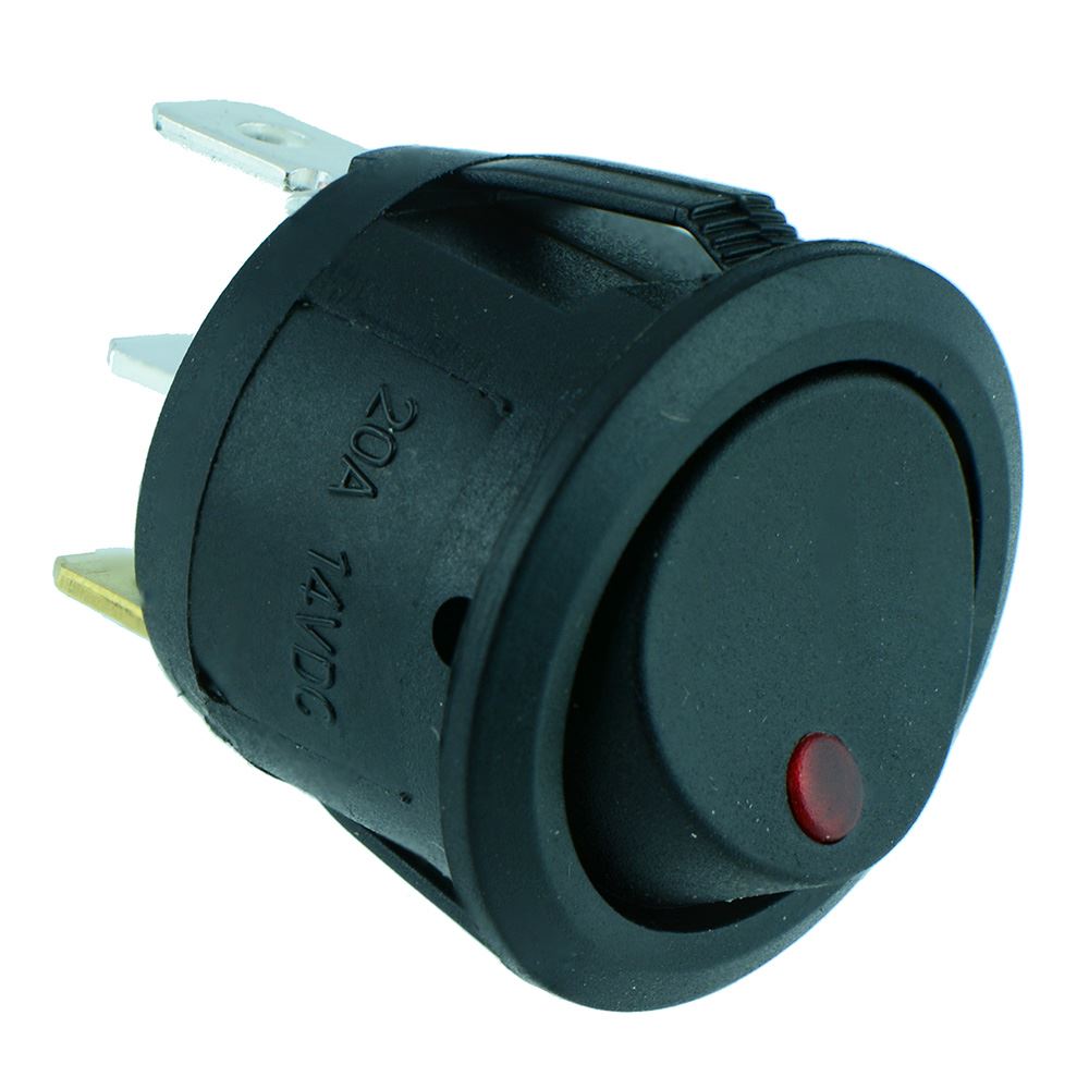 Red LED Round Rocker Switch SPST 12V 20A R13-112B2-02