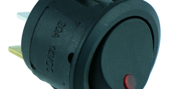 Red LED Round Rocker Switch SPST 12V 20A R13-112B2-02