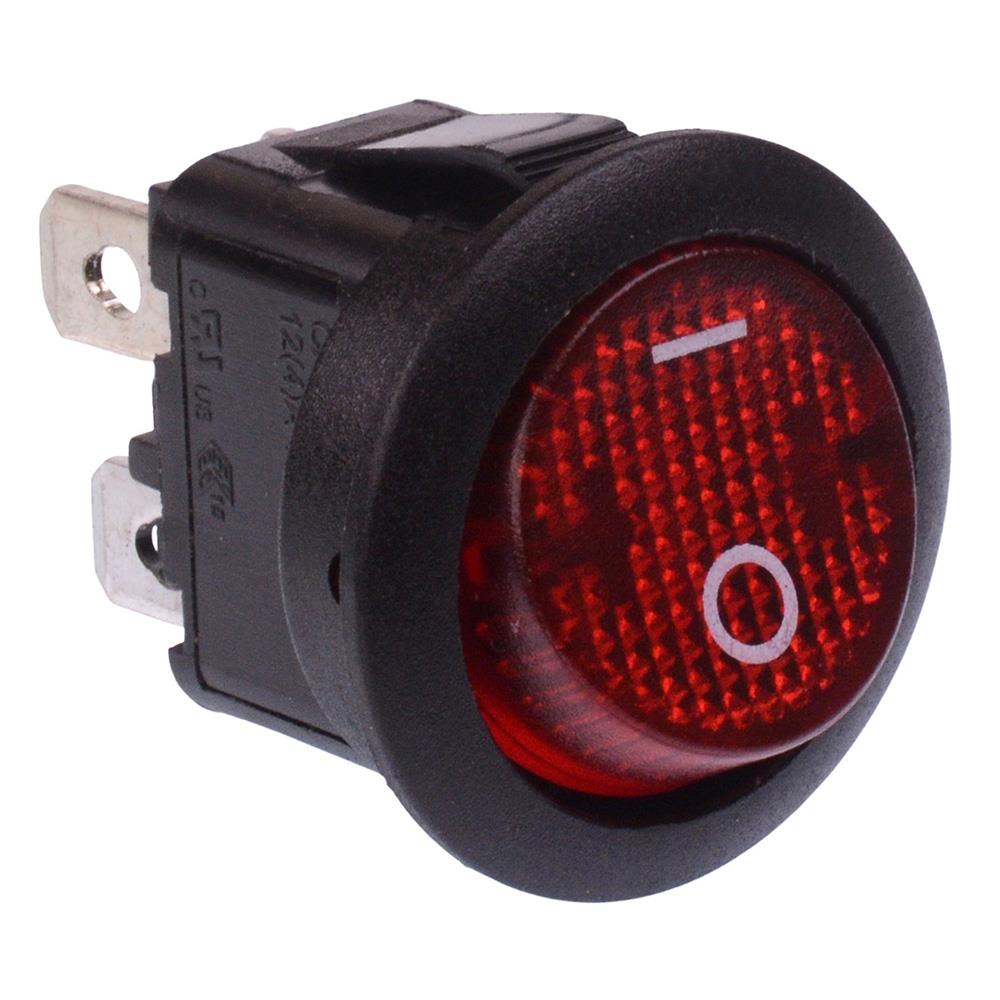 Red On-Off 230V illuminated Round Rocker Switch DPST 10A