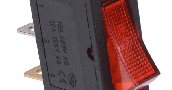 Red On-Off Rectangle Rocker Switch 230V 15A