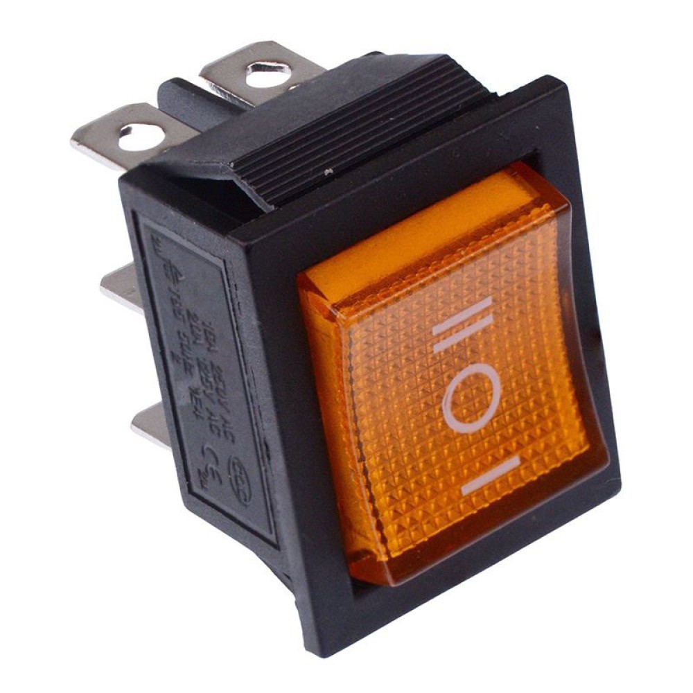 Yellow On-Off-On illuminated Rectangle Rocker Switch DPDT