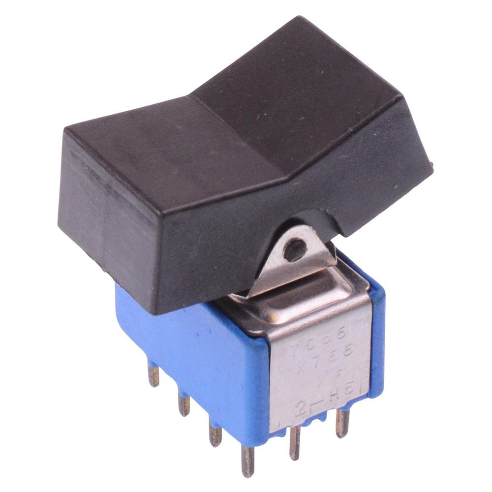 Black On-On PCB Rocker Switch 4PDT 4A 30VDC 7066ABX766