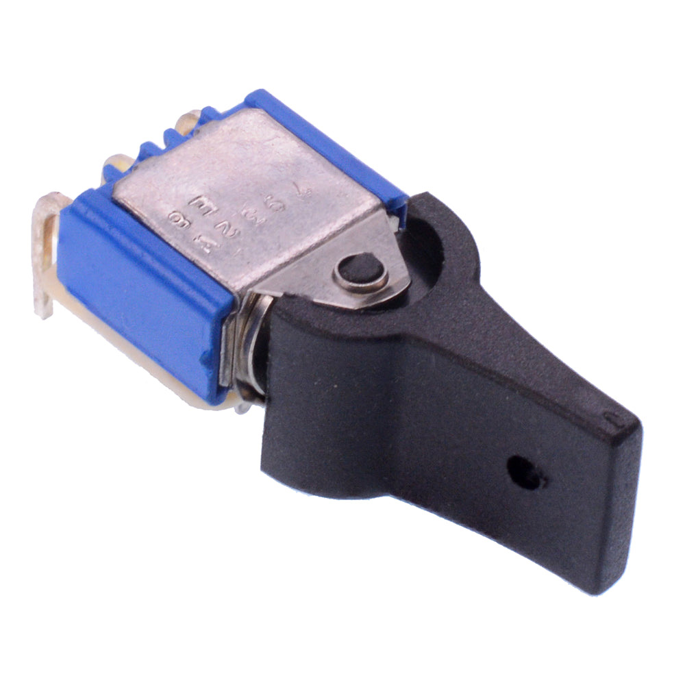 Black Paddle On-(On) Momentary Right Angle PCB Rocker Switch