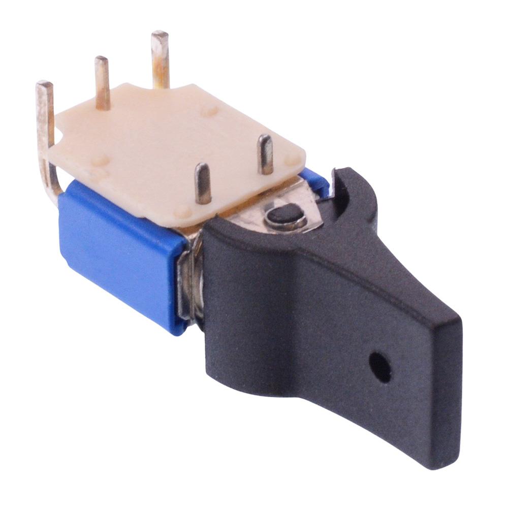 Black Paddle On-(On) Momentary Right Angle PCB Rocker Switch