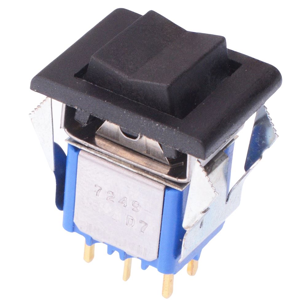 Black On-Off-On PCB Rocker Switch DPDT 0.4A 20V 7249CD