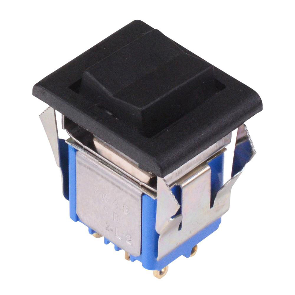 Black On-Off-(On) Momentary Snap-In Rocker Switch DPDT 4A