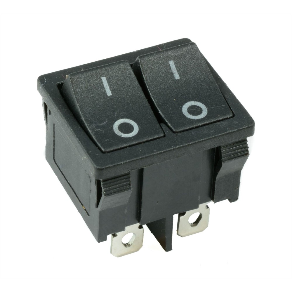 Black Dual On-Off Rectangle Rocker Switch