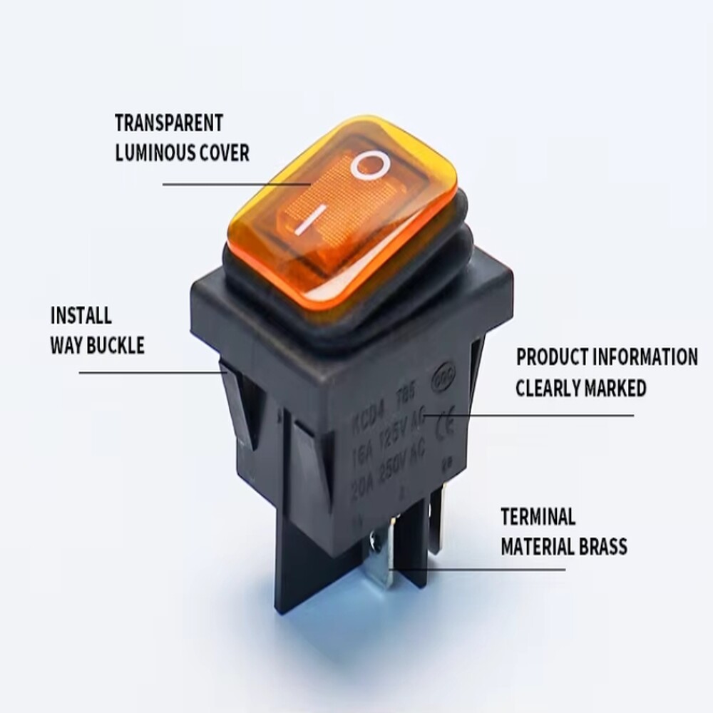Rocker Switch Waterproof Led on off 16a 250v Mini 2pin Momentary Round ...