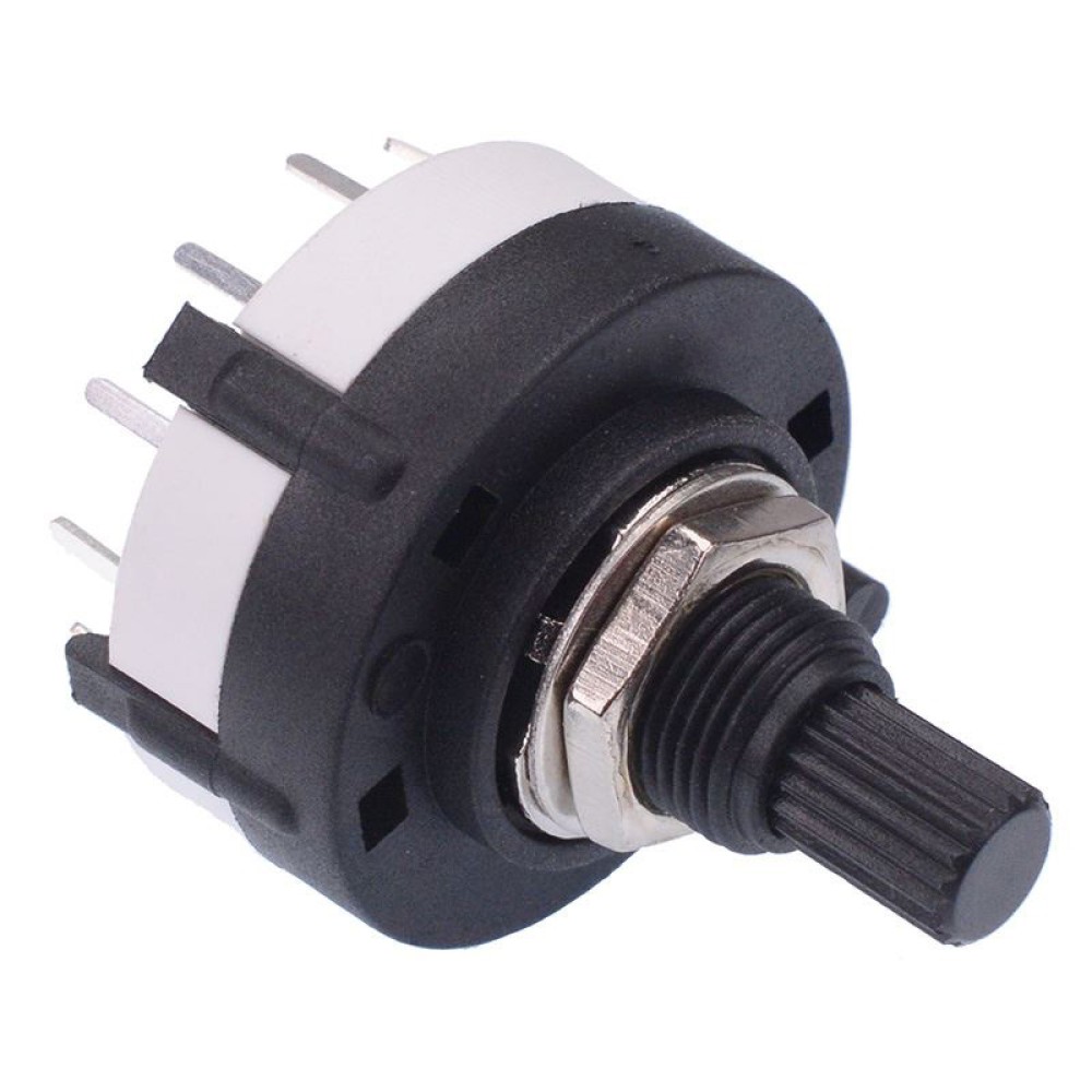 3 Pole 4 Way Rotary Switch Splined Shaft PCB Terminals