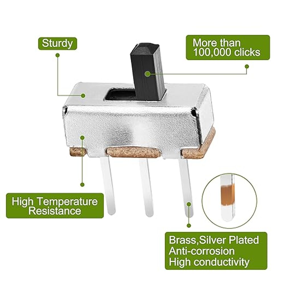 SPDT Mini Micro Slide Switch 1p2t 2 Position 70pcs 3mm Panel Mount Small High Knob Vertical for PCB