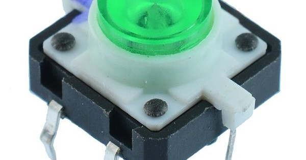 Green LED 12x12mm illuminated PCB Tactile Switch