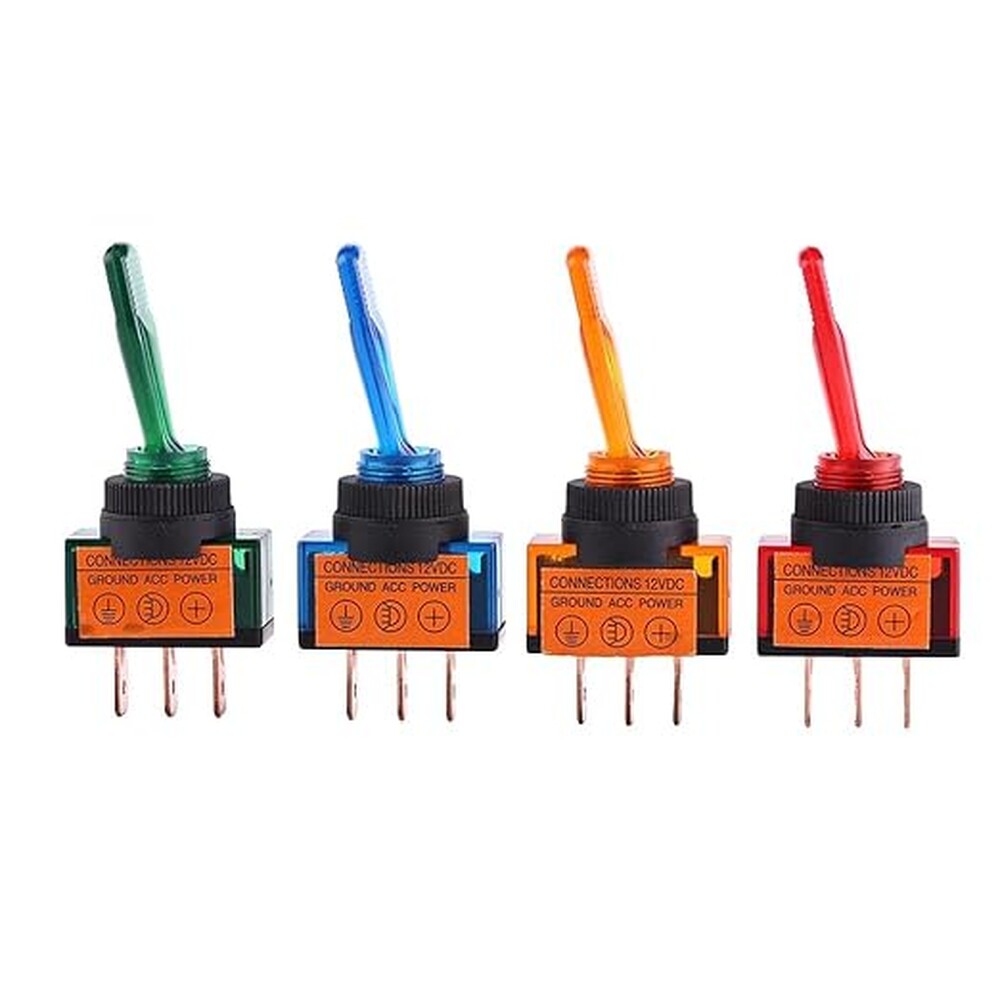 4 Pcs 12V 20A LED On/Off 3 Pin Illuminated Toggle Switches for Car Auto ...