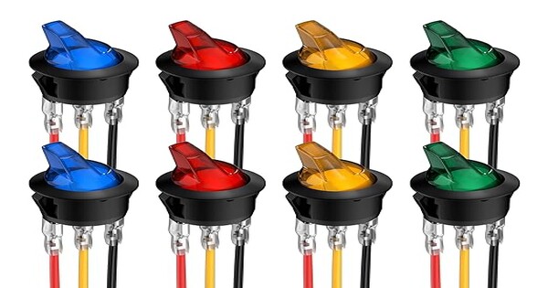8pcs Lighted UL Listed 12V 20A ON/Off 3 Pin Round LED Illuminated ...