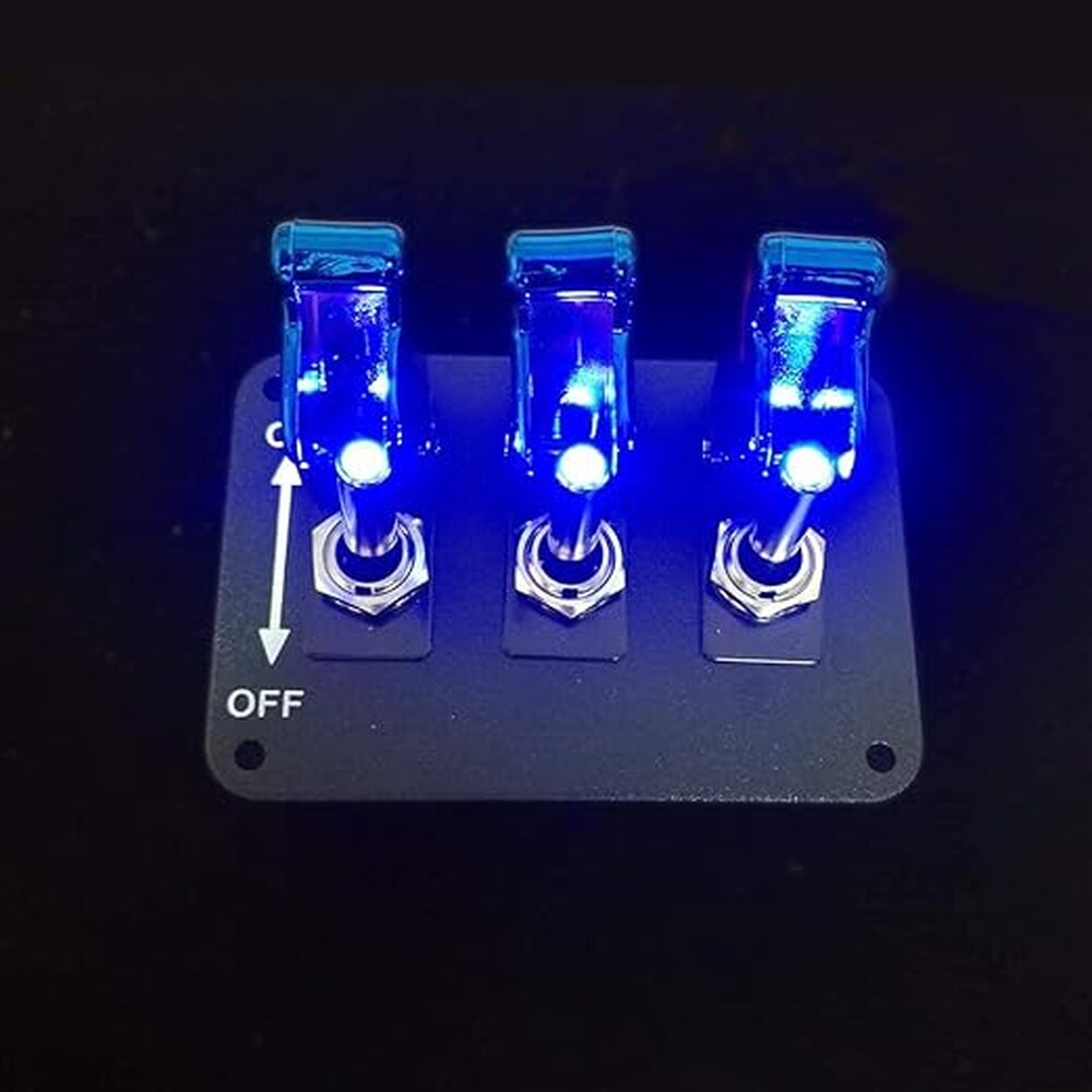 Illuminated Toggle Switches Panel Universal Car 12V Ignition Switch 3 ...
