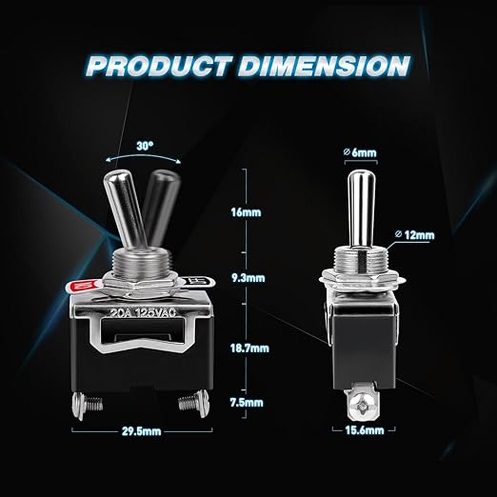 Heavy Duty Rocker Toggle 15A 250V 20A 125V SPST 2Pin ON/Off Switch ...